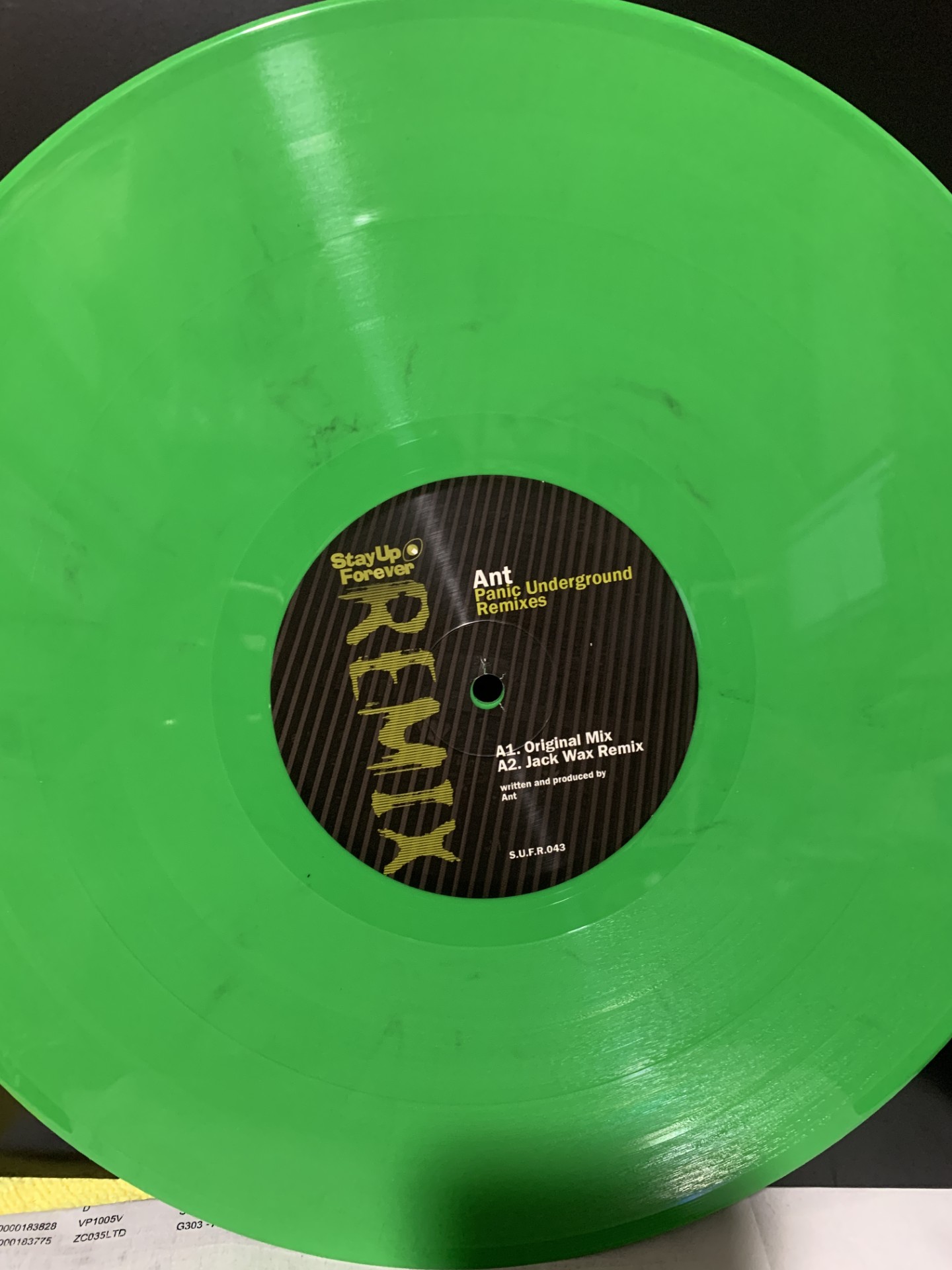 SUFR043 – Panic Underground Remixes (Limited edition solid green vinyl repress) | Stay Up Forever